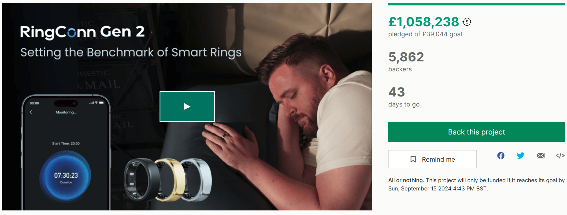 RingConn Gen 2 - £1million backed in first 3 days